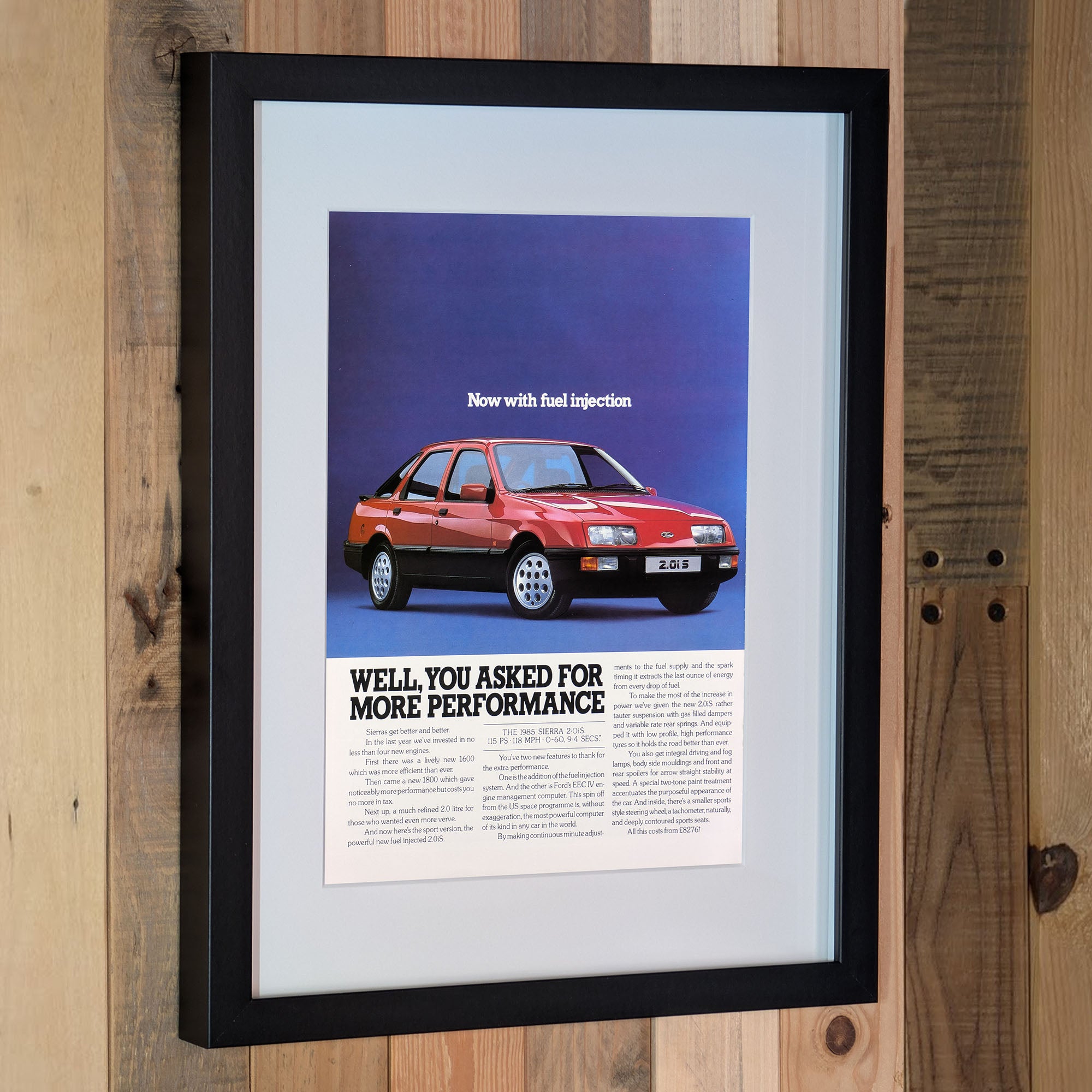 1985 Ford Sierra 2.0iS Advertisement Poster - Original Framed – Pit Wall Memorabilia