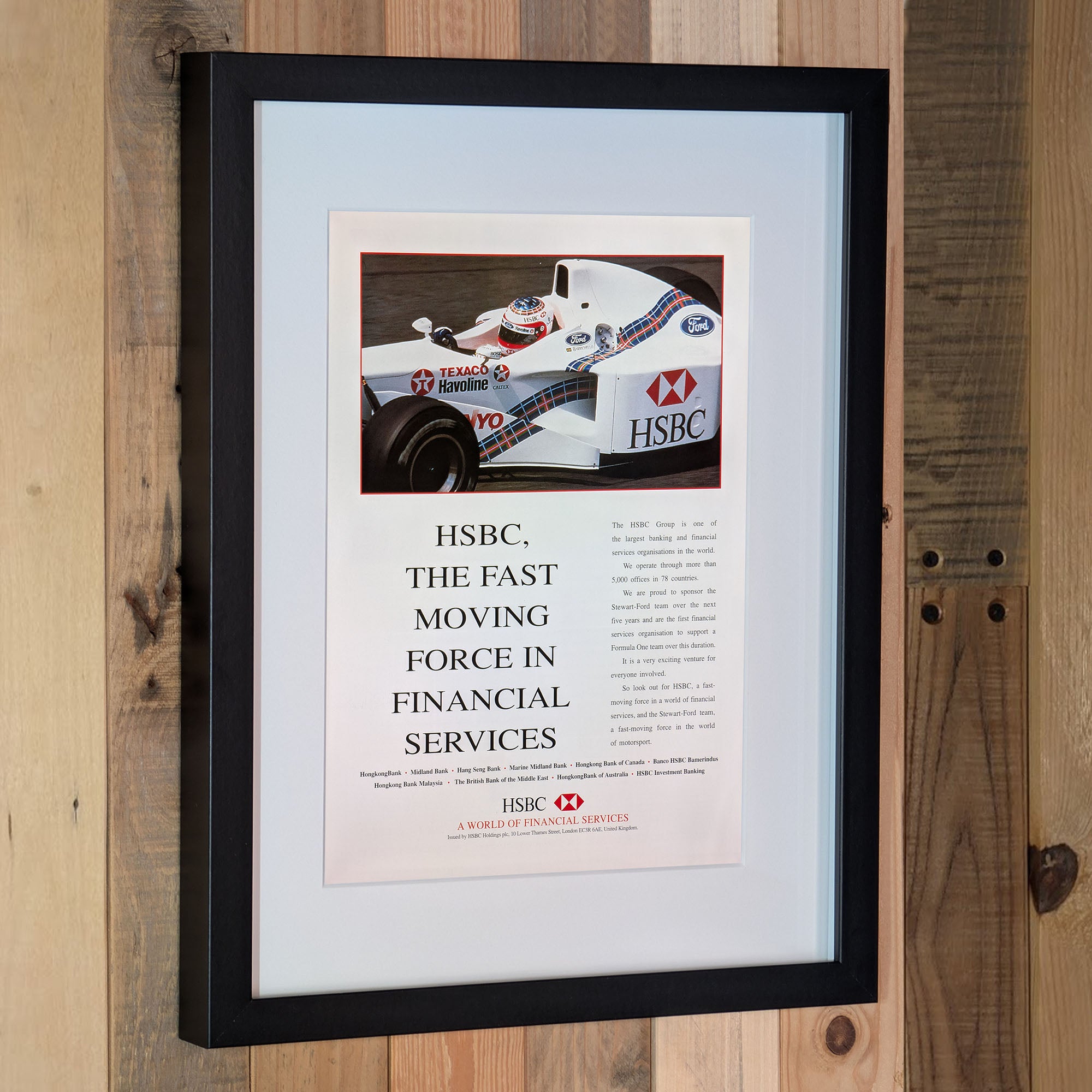 1997 HSBC Stewart Grand Prix F1 Advertisement Poster - Original Framed ...